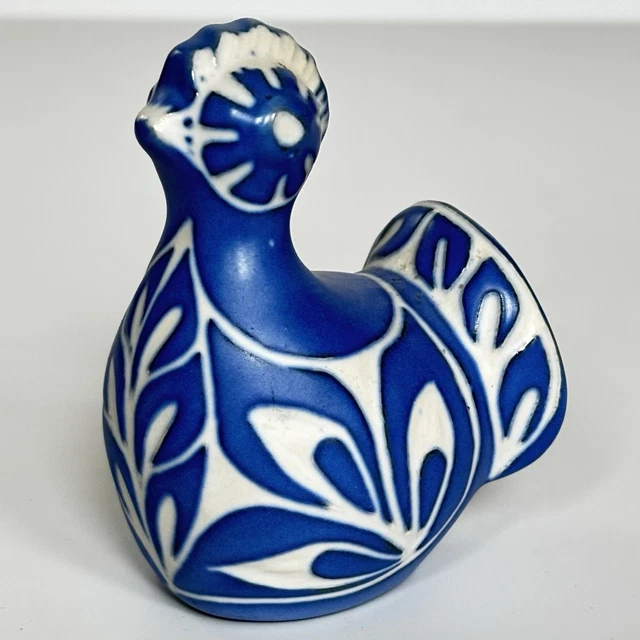 VINTAGE PABLO ZABAL Ceramic Blue and White Hen Chicken Pottery Figurine ...