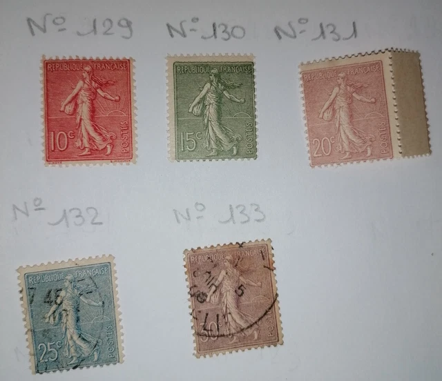 TIMBRES DE FRANCE de 1903.type semeuse neufs ++ et oblitérés lot de 5 timbres. EUR 85,00 ...