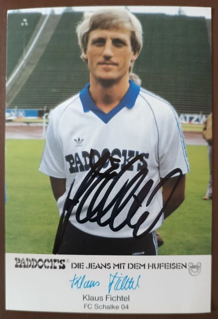 KLAUS FICHTEL FC Schalke 04 handsignierte Autogrammkarte 1984-85 ...