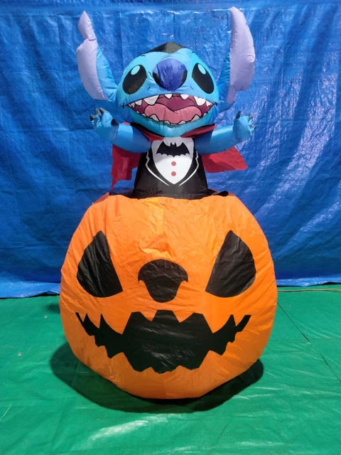5' GEMMY AIRBLOWN Inflatable Animated Disney Vampire Stitch in Pumpkin ...
