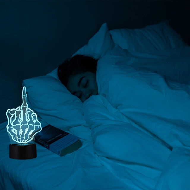BLACK VERTICAL MIDDLE Finger 3D Lamp Visual Illusion LED Acrylic Light ...