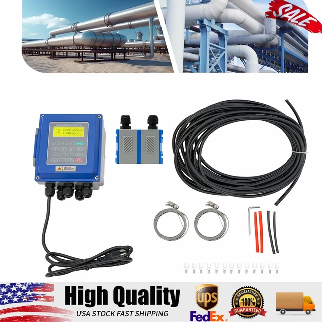 ULTRASONIC FLOW METER Flowmeter Liquid Flow Meter IP67 with Clamp-on ...