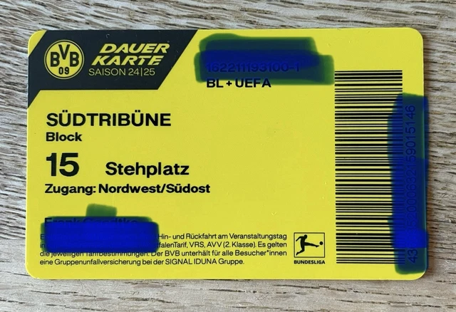 TICKET DAUERKARTE 24/25 BVB Borussia Dortmund Eintrittskarte Sammler ...
