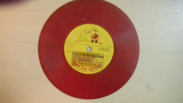 RARE PETER PAN RED Record RUDOLPH LE NEZ ROUGE RENNE 7" 78 TR/MIN ...