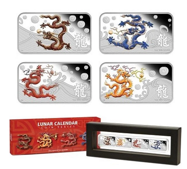 LUNAR CALENDAR COIN series - 2012 Year of the dragon - 4 pièces ...