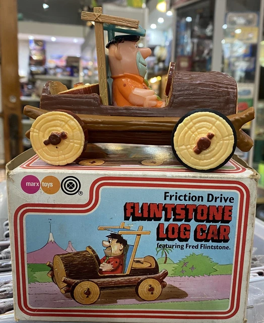 MARX TOYS 1977 friction,Flintstones Log Car Fred Flintstone excellent ...