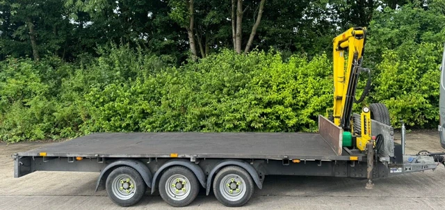 2021 IFOR WILLIAMS 16ft flatbed trailer with HYVA HV27E2 835kg Crane ...