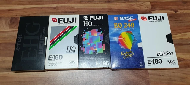 CASSETTE DI MARCA VHS 50x, Fujitsu/Sony/TDK/BASF, E240/E195/180/120 TOP ...