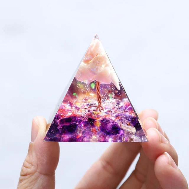 CRYSTAL ENERGY PYRAMID Tree of Prosperity Mold Wealth Heal Gem EUR 9,14 ...
