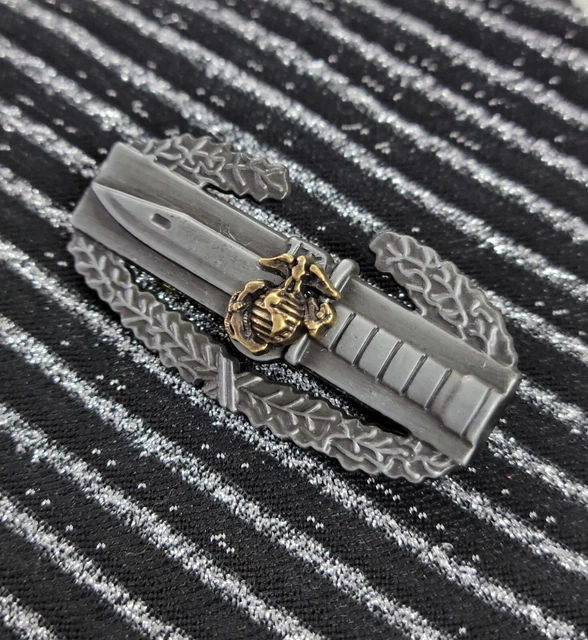 USMC MARINE LOGO Combat Action Badge US Army CAB Military Oxidized ...