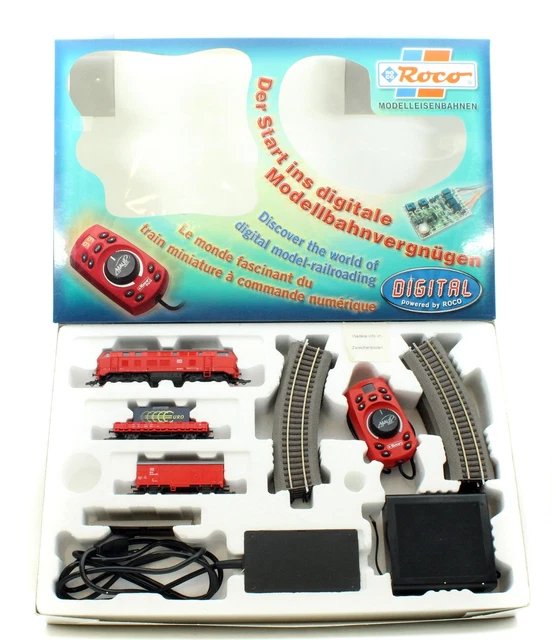 H0 ROCO 41220 Digitale Startpackung+Diesellok BR 215+Güterwagen DBAG Ep ...