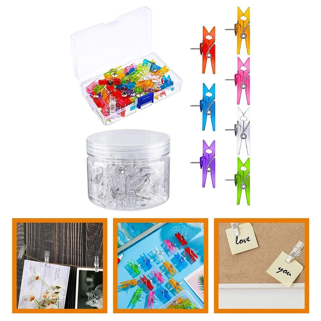 2 BOXES PORTABLE Picture Clips Small Pushpin Mini for Photos Bulletin ...