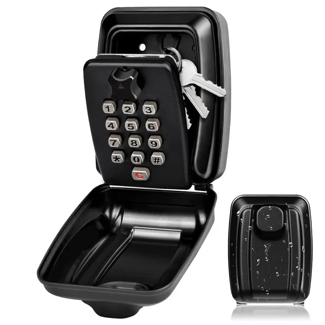 PASSWORD KEY LOCK Box Waterproof 12-Digit Combination Key Safe Metal ...