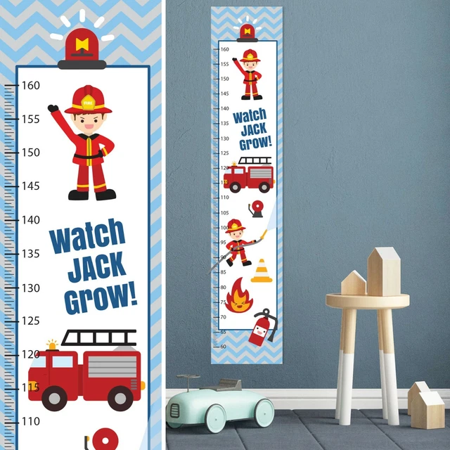 PERSONALISED CUTE BOYS Fireman Firetruck Height Growth Chart + Gift ...
