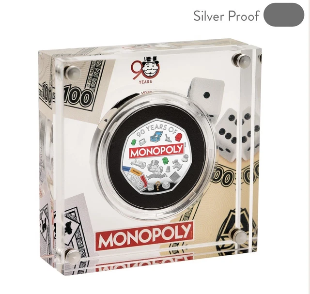 2025 ROYAL MINT Monopoly 50p Silver Proof Colour Coin c/w COA - SOLD ...
