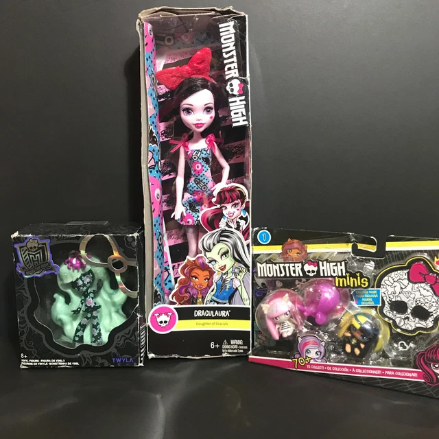 MONSTER HIGH LOT Vinyl Twyla Draculaura Doll Minis Figure Rare BOXES ...