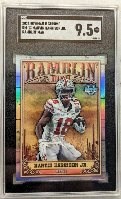 2023 BOWMAN CHROME U Marvin Harrison Jr Ramblin Man Refrattore Rc Sgc 9,5- EUR 44,86 - PicClick IT