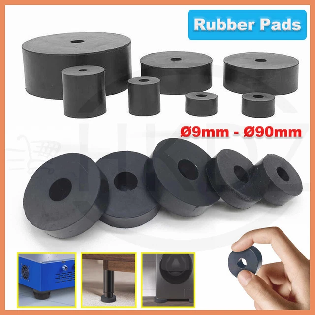 BLACK ROUND RUBBER Pads Anti Vibration Isolation Spacer Buffer Block OD ...