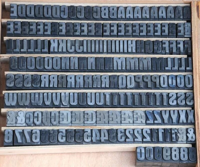 POLICE DE CARACTÈRES plomb lettres typographie imprimerie tampon metier ...