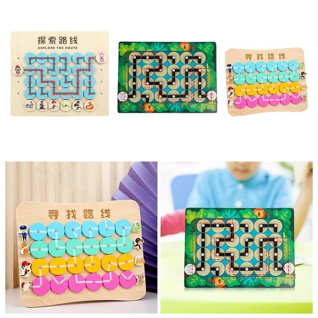 WOODEN MAZE BOARD Montessori Game Find The Route Puzzle Toys Gifts for ...