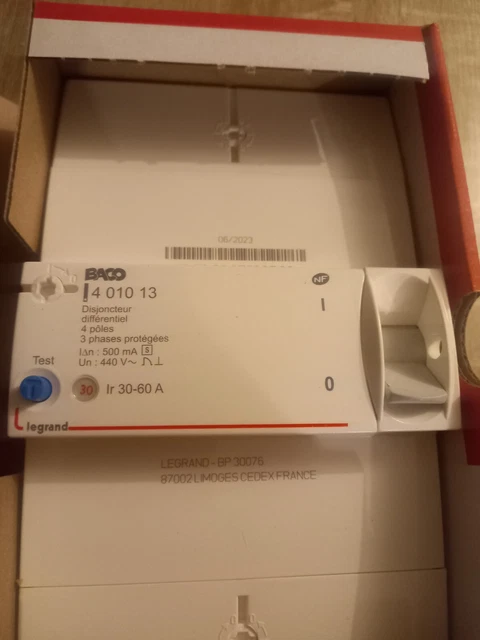 LEGRAND BACO DISJONCTEUR Différentiel Triphasé 4 Pôles 500mA 30-60A ...