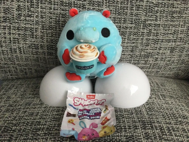 ZURU SNACKLES SERIES 2 Plush Toy 14cm small Hippo Cinnabon blue soft ...
