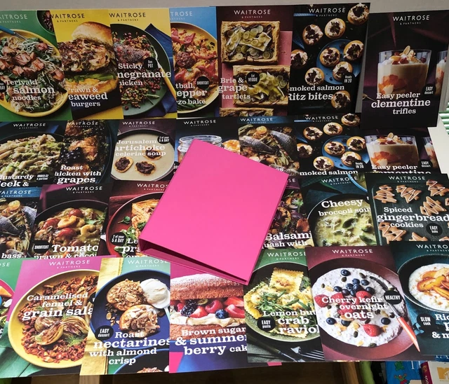 28 WAITROSE RECIPE Cards plus FREE New Pink Ring Binder Folder Main ...