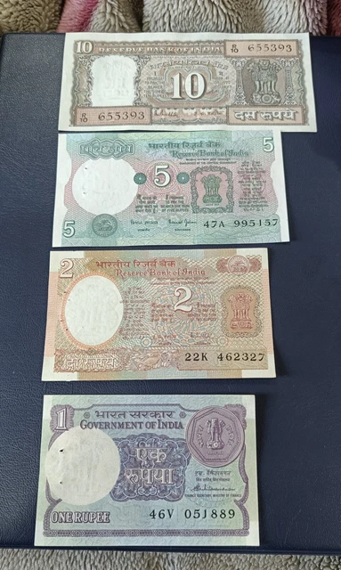 INDIAN OLD 10 Rupees /5 Rupees/2 Rupees/1 Rupee-All different Total= 4 ...