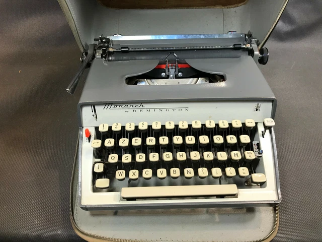 ANTIQUE VINTAGE REMINGTON Monarch Typewriter with Old Typewriter Cover ...