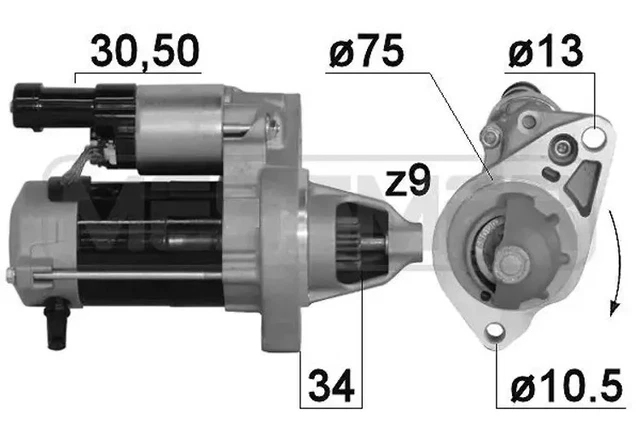STARTER MOTOR CLOCKWISE rotation 220881A ERA for HONDA CIVIC VIII ...