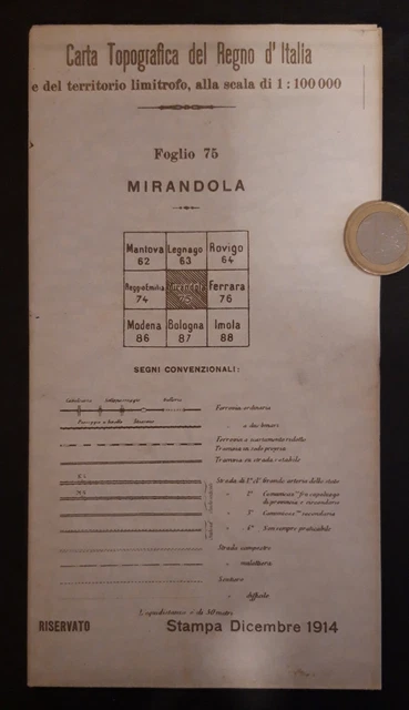MIRANDOLA 1914. Carta Topografica Del Regno D'Italia. Foglio 75 ... MIRANDOLA 1914. Carta Topografica Del Regno D'Italia. Foglio 75 ...