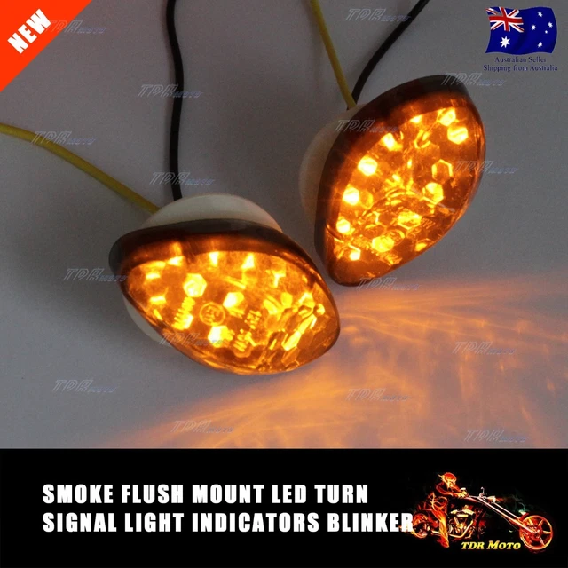 2X MOTORCYCLE SMOKE Flush Mount Turn Signal LED Light Blinker indicator ...