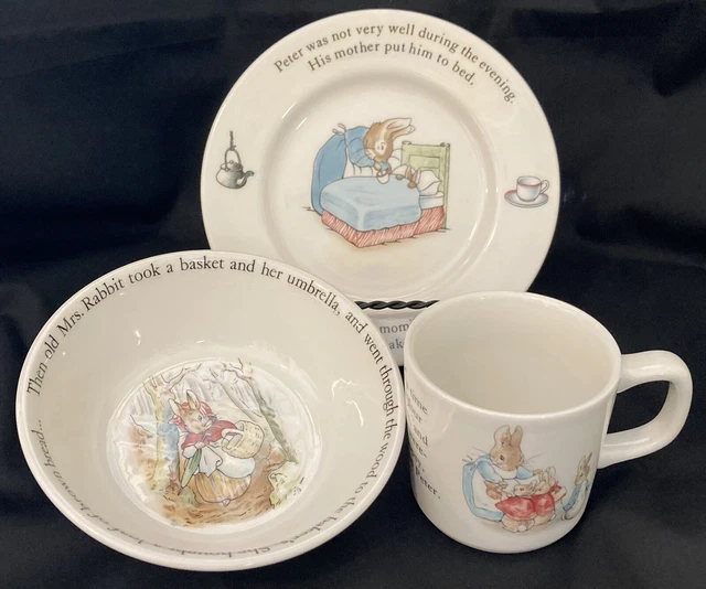 PETER RABBIT BEATRIX Potter Dishes Child Set WEDGWOOD Plate Bowl Cup ...