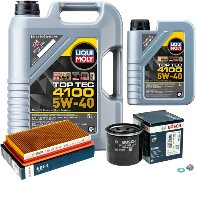 BOSCH INSPECTION SET 6 L Huile Liqui Moly Top Tec 4100 5W-40 pour Nissan EUR 106,36 - PicClick FR