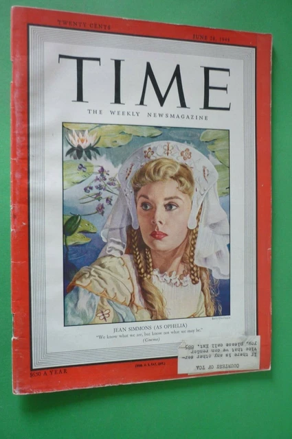 TIME MAGAZINE JUIN 28, 1948 Cinéma Jean Simmons (As Ophelia) EUR 47,93 - PicClick FR