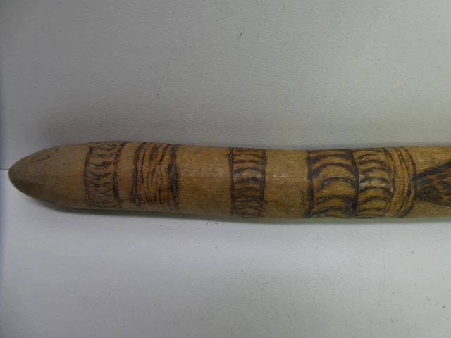 VINTAGE AUSTRALIAN WOODEN Aboriginal Dance Music Clap Stick Wire Burnt ...