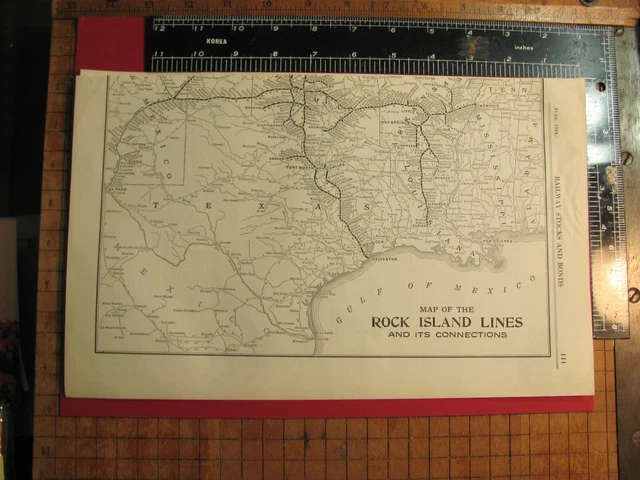 ORIGINAL 1914 ROCK Island Line Railroad System Map Routes Depots Ri Rr ...