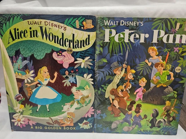 WALT DISNEYS ALICE In Wonderland and Peter Pan A Big Golden Book ...