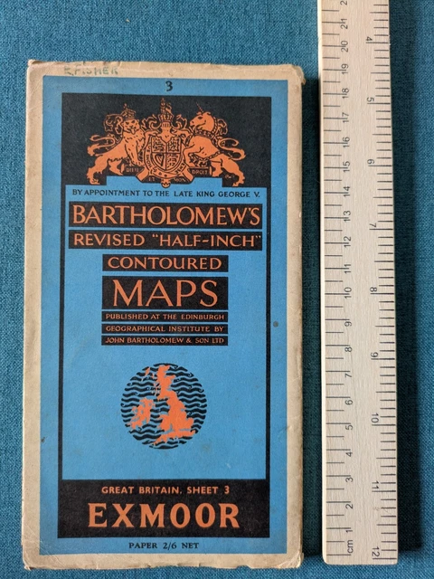 VINTAGE BARTHOLOMEW'S REVISED "Half-inch" Contoured Map Of Exmoor. GB ...