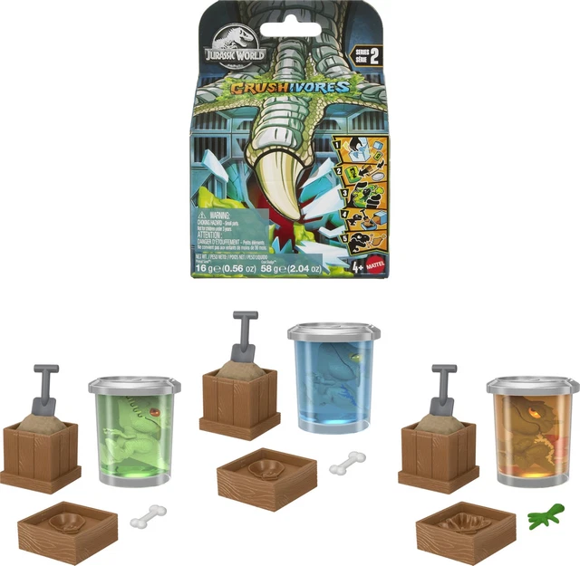 MATTEL JURASSIC WORLD Crushivores Mini Dinosaur Figure & Accessories ...