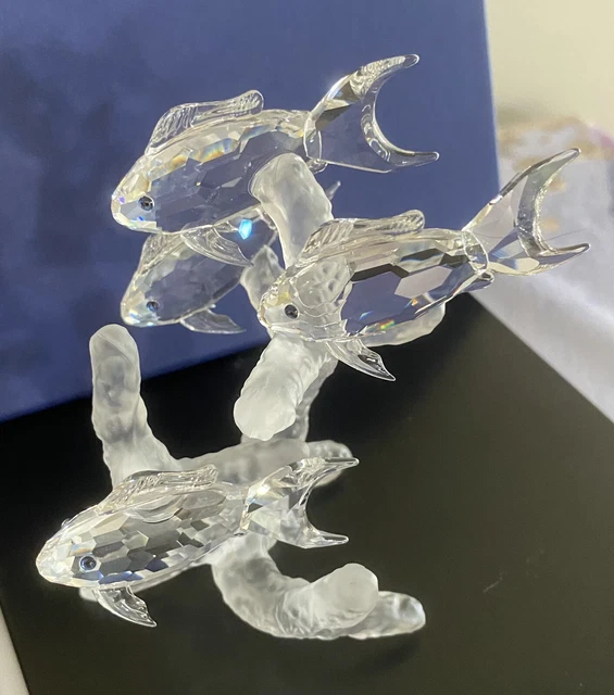 GENUINE/AUTHENTIC SWAROVSKI SILVER Crystal 'SCHOOL OF FISH' Figurine ...