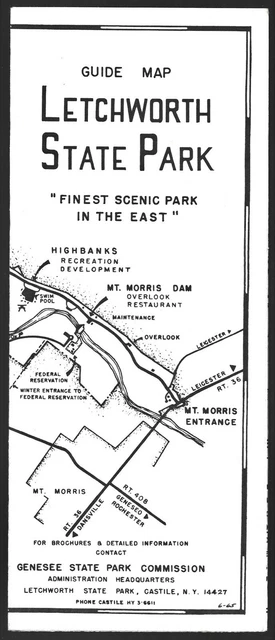 VINTAGE GUIDE MAP Letchworth State Park New York USA 1960s EUR 18,89 ...