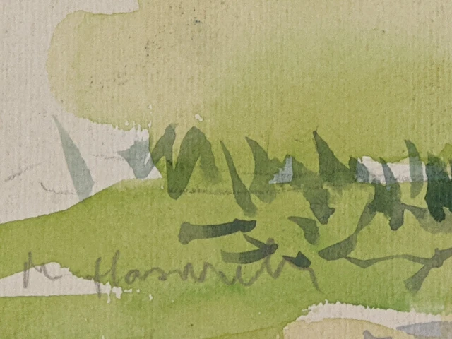 DIPINTO ACQUERELLO ORIGINALE vintage di Michael Haswell paesaggio 1931 ...