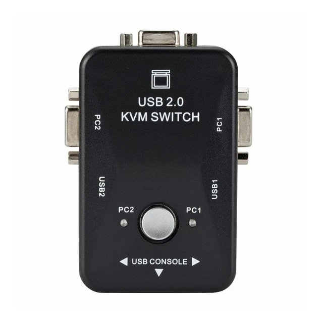 DUAL/2-PORT USB VGA KVM Switch Box Mouse Keyboard Monitor Sharing ...