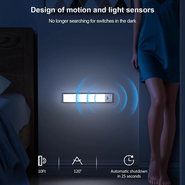 LED MOTION SENSOR Under Cabinet Lights - Rechargeable & Wireless Strip ...