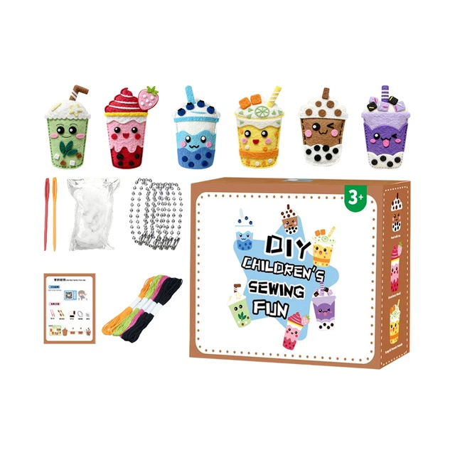 KIDS SEWING KIT Milk Tea Arts Crafts Educational Toy Felt Sewing For ...