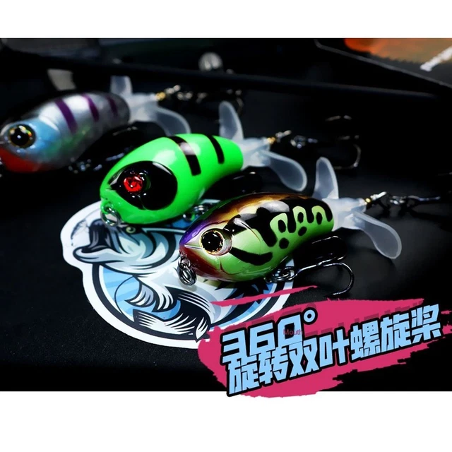 ROTATING TAIL BASS 2 Segment VMC Hooks Plopper Fish Bait Fishing Lure ...