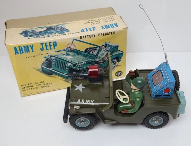 ARMY JEEP BATTERY operated modern toys Japan 3742 Plastic & Tinplate ...
