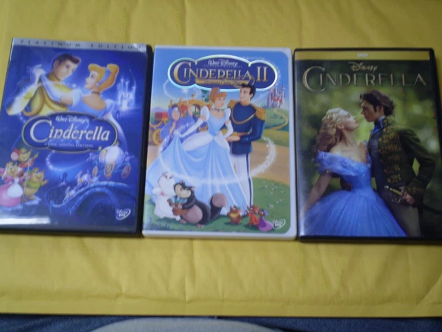 (3) DISNEY CINDERELLA DVD Lot: Original Platinum Edition + Live Action ...