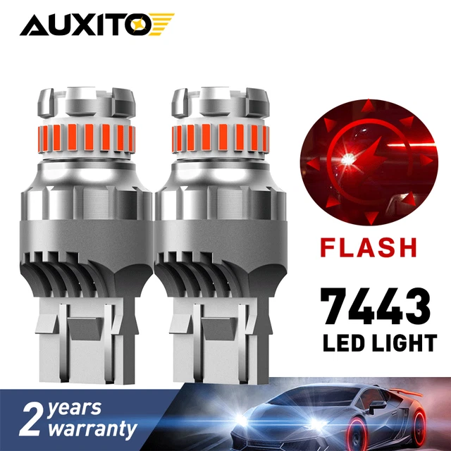 7440 7443 T20 Red LED Strobe Flash Blinking Brake Tail Light/Parking ...